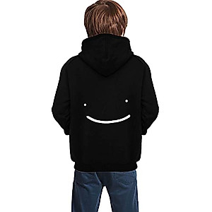 Dreamwastaken Dream Smile Boys Girls Hoodies Teen Pullover Hooded Clothes With Pocket Sweatshirt Medium Black