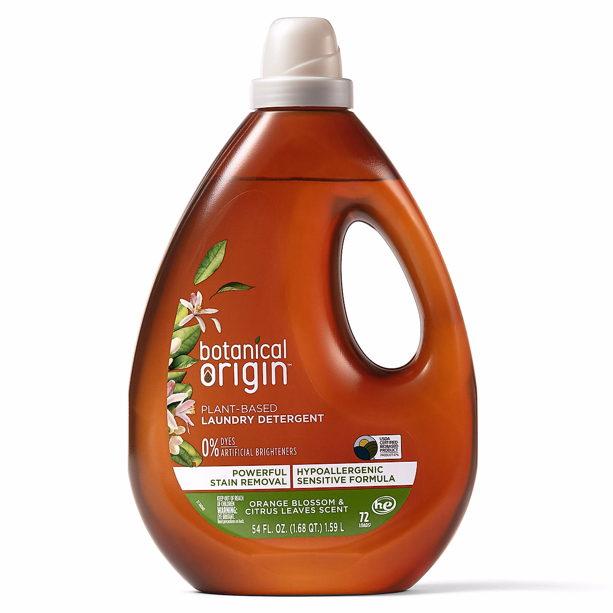 Botanical Origin Plant-based Laundry Detergent Orange Blossom and Citrus Leaves, 54 oz (72 loads)