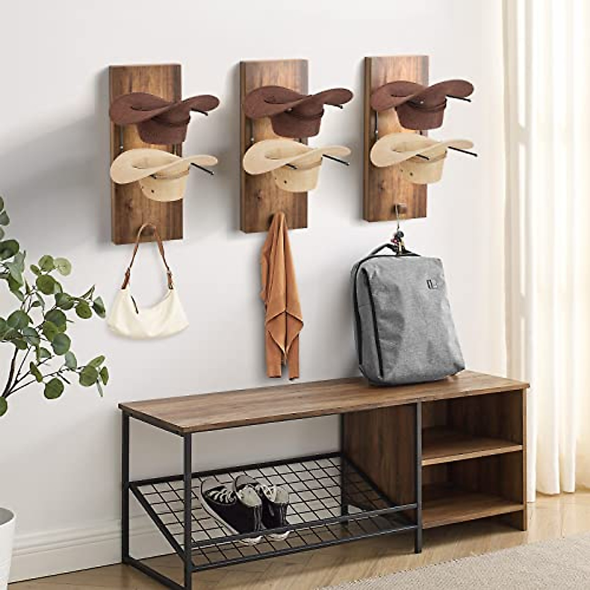 Cowboy Hat Rack - 6 Pcs Cowboy Hat Holder Organizer for Wall Décor Keeps Original Shape of Hat Black Western DIY Hat Display Storage (Without Boards)
