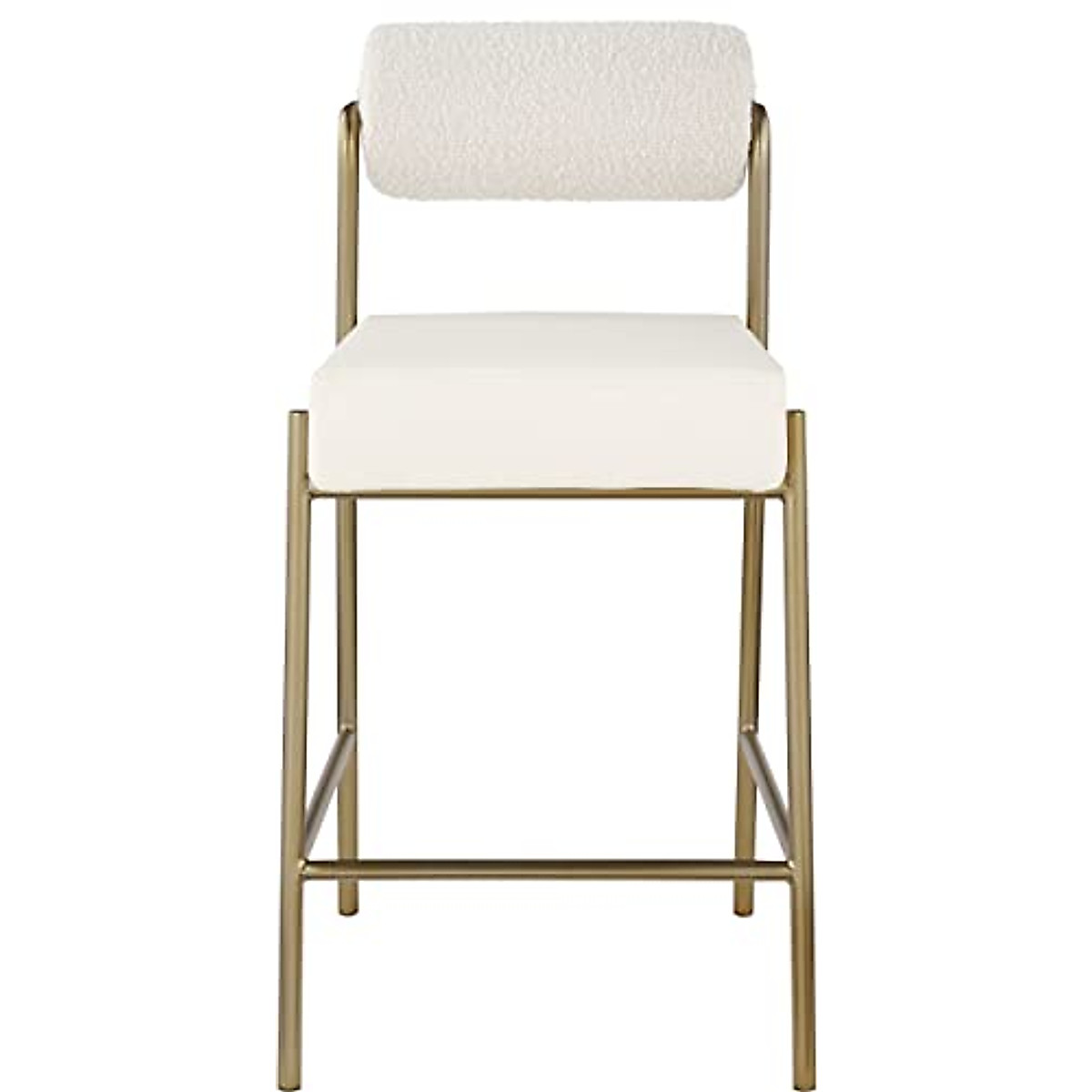 Meridian Furniture 587Cream-C Carly Collection Modern | Contemporary Vegan Leather/Boucle Fabric Upholstered Counter Stool, 19" W x 22.5" D x 37" H, Cream