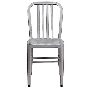 Flash Furniture Commercial Grade 2 Pack Silver Metal Indoor-Outdoor Chair