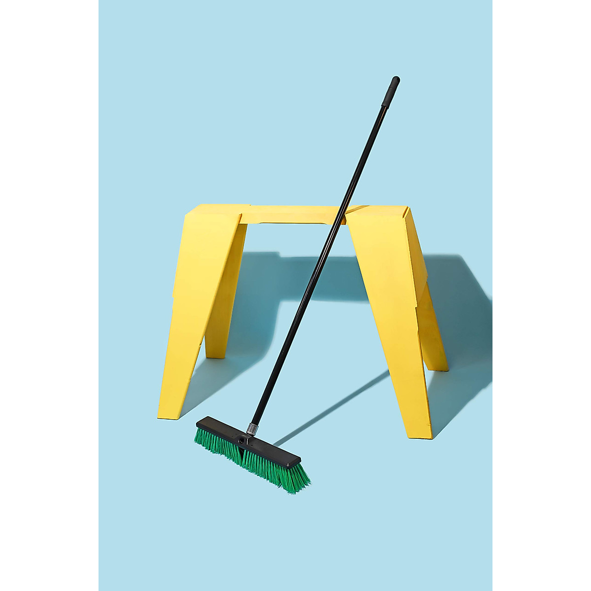 Tidy Tools 24'' Push Broom Outdoor with Long Handle Wide Stiff Bristles Heavy-Duty Brush Commercial Shop Broom for Cleaning Garage Kitchen Patio Bathroom Deck Concrete Wood Stone Tile Floor, Green