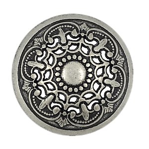 Bezelry 8 Pieces Medieval Filigree Openwork Domed Metal Shank Buttons. 25mm (1 inch) (Antique Silver)