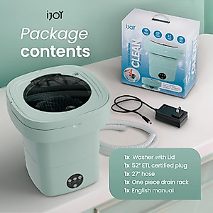 iJoy Portable Washing Machine (11L) with 3 Time Modes Mini Washer Deep Cleaning Automatic, Small Washing Machine for Underwear and Small Clothes during Travel - Large Capacity (Green)