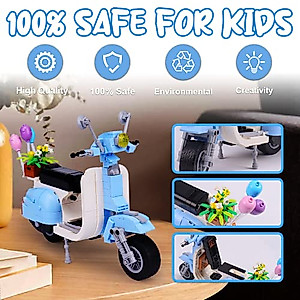 Bourvill Motorcycle Vehicle Scooter Building Kit, Compatible with Lego Vespa, Cute Educational Building Toys for Kids, Great Gifts for Adult Boys Girls 6-12 Years Old (568 Pieces)