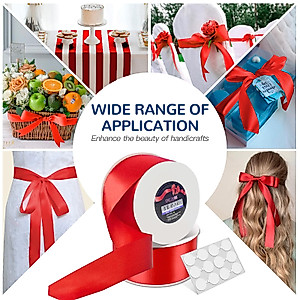 Red Ribbon 1 1/2 inch 50 Yards, 1.5 inch Wine Red Satin Ribbon, Red Ribbon for Flowers Bouquets, Ribbon for Gift Wrapping, Silk Ribbon for Wedding, Thanksgiving Christmas and Decoration, ORD OF SP