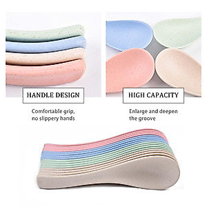 12 Pieces Wheat Straw Spoons Unbreakable Dinner Spoons Reusable Asian Soup Spoons Portable Lightweight Cereal Spoons for Kid and Adult, Microwave Dishwasher Safe