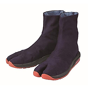 Japanese Cushioned Tabi Shoes Air Jog V 6 Clasps Toe Boots Short Version (12.5 Wide Women/11 Medium Men, Navy)