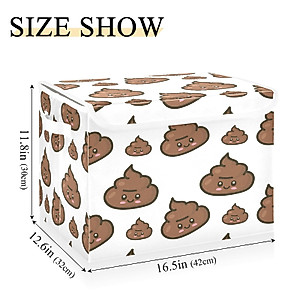 DIGTIA Cute Poop Storage Bins with Lids Funny Foldable Storage Basket with Handles Collapsible Large Fabric Organizer Containers for Clothes Shelves Closet Office Home Bedroom