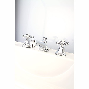 Kingston Brass KS4469BX Metropolitan Widespread Lavatory Faucet with Metal Cross Handle, Brushed Nickel and Polished Brass