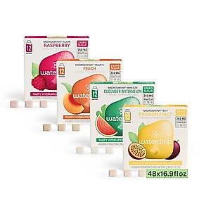 Waterdrop Microdrink, Water Enhancer Cubes (48 Servings) Sugar Free Electrolytes, Natural Fruit Extracts, 4 Flavors - Rapid Hydration, Vitamin Water for Recovery | Travel | Workouts & More