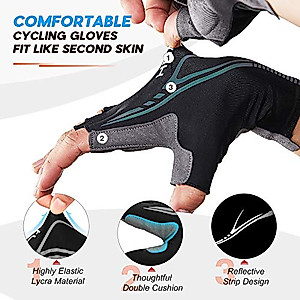 Hikenture Half Finger Cycling Gloves for Men and Women Padded Road Bike Gloves (Black, XXL)