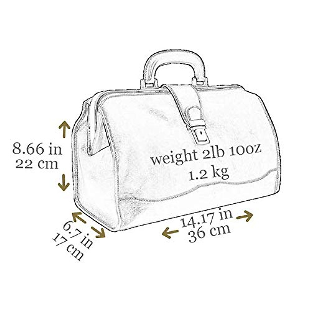 Time Resistance Leather Doctor Bag - Italian Handmade Medical Bag - Vintage Style Leather Handbag - Leather Briefcase for Men and Women - Top Handle Gladstone Bag