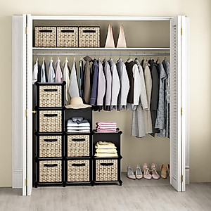 GILLAS 6 Pack Fabric Storage Cubes. 13 Inch Cube Storage Bins with Handle, Foldable Closet Organizers for Shelves, Storage Baskets for Shelves, Black, Large