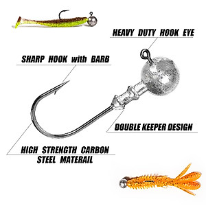 AMYSPORTS Bass Saltwater Jig Head Hooks Freshwater Sharp Jig Hooks Lead Round Ball Fishing Jigs Lead 25pcs 1/4oz