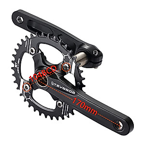 Teyssor Mountain Bike 170mm Crankset 104 BCD 32T 34T 36T 38T Set Round Chainring with Bottom Bracket and Chainring Bolts Compatible with Shimano, FSA, Gaint