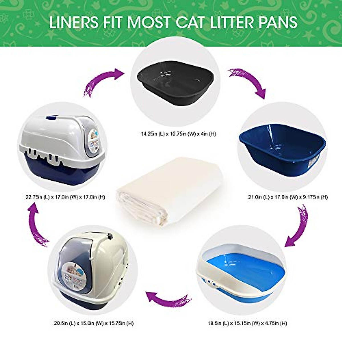 10 Count Fresh Kitty Durable Litter Box Liners, Easy Clean Up Elastic Jumbo Sifting Litter Pan Box Liners, Bags for Pet Cats