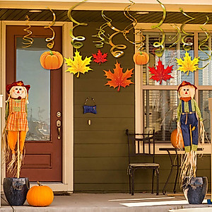 Autumn Thanksgiving Swirls Hanging Decorations - Pumpkin and Maple Leaf Fall Themed Party Supplies,No DIY Required,36 Pack