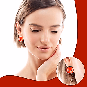 Hicarer 6 Pairs Ladybug Clip on Earrings No Pierced Black Spot Red Enamel Beetle Earrings for Women Halloween Costume