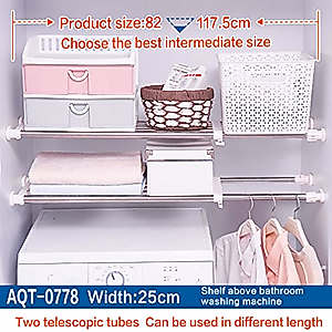 Hershii Expandable Closet Tension Shelf Rod Adjustable Storage Rack Heavy Duty DIY Organizer Divider for Wardrobe Cupboard Kitchen Bathroom