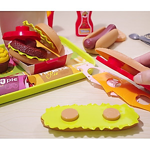 U DREAM Pretend Play Food Sets, Building Toy Burger Playset, Play Kitchen Accessories, Realistic Sandwiches.