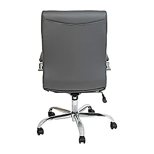 Flash Furniture Whitney High Back Desk Chair - Gray LeatherSoft Executive Swivel Office Chair with Chrome Frame - Swivel Arm Chair