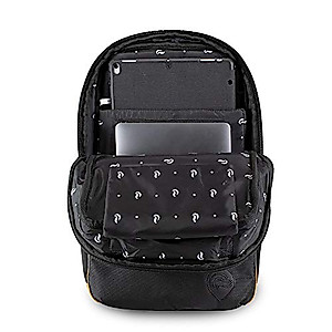 Skunk SoHo Backpack - Smell Proof - Weather Resistant - With Combination Lock (Black/Brown Leather)