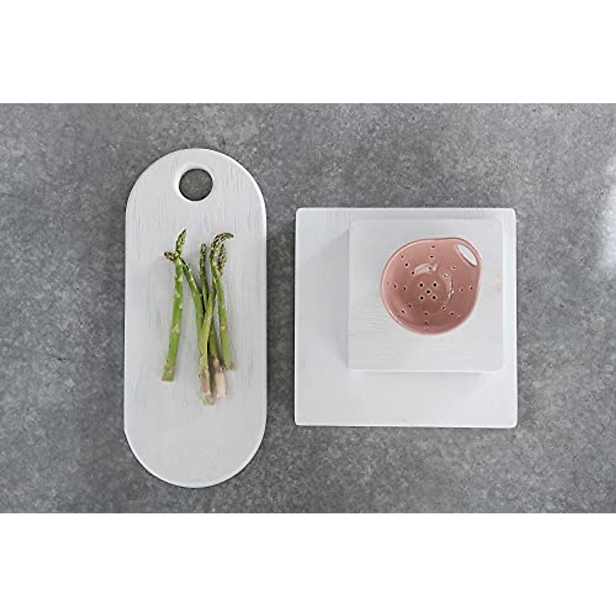 Creative Co-Op Mango Wood Cheese/Serving, Textured White Cutting Board, 8" Square