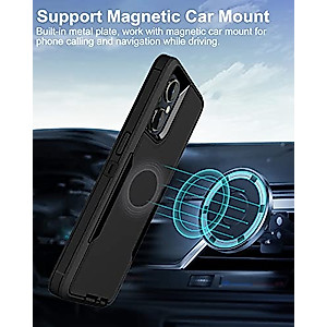 Dahkoiz for Oneplus Nord N20 5G Case, [Built-in Dustproof Cap],[Work with Magnetic Car Mount], Full Body Protection Silicone Rubber Protective Cover Phone Case for Oneplus Nord N20 5G, Black/Black