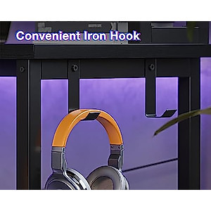 ODK L Shaped Gaming Desk with Hutch, Computer Desk with Storage Shelves, 66" L Shaped Desk for Home Office, Corner Desk with Headphone Hook, Black