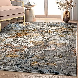 Well Woven Abstract Grey Multi Distressed Modern 5'2" x 7' Area Rug