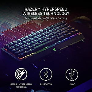 Razer BlackWidow V3 Mini HyperSpeed 65% Wireless Mechanical Gaming Keyboard: HyperSpeed Wireless Technology - Green Mechanical Switches- Tactile & Clicky - Doubleshot ABS keycaps - 200Hrs Battery Life