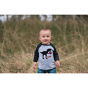 7 ate 9 Apparel Kids Dinosaur Happy Valentine's Day 4T Grey Raglan