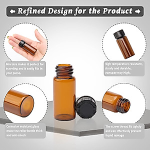 JIUWU 0.3 Oz 10 mL Amber Small Glass Vials, Liquid Sampling Glass Bottles Clear Vials Screwcap Lab Container, Pack of 50