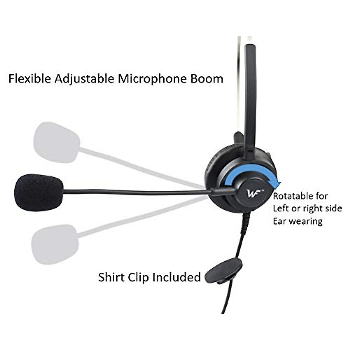 Call Center Hands-Free RJ9 Headset Headphone Monaural Mic Mircrophone Noice Cancelling + Extra Cushions for Avaya Nortel Nt Yealink Ge Emerson Viop POE NEC Mitel Office Desktop IP Telephone Phone