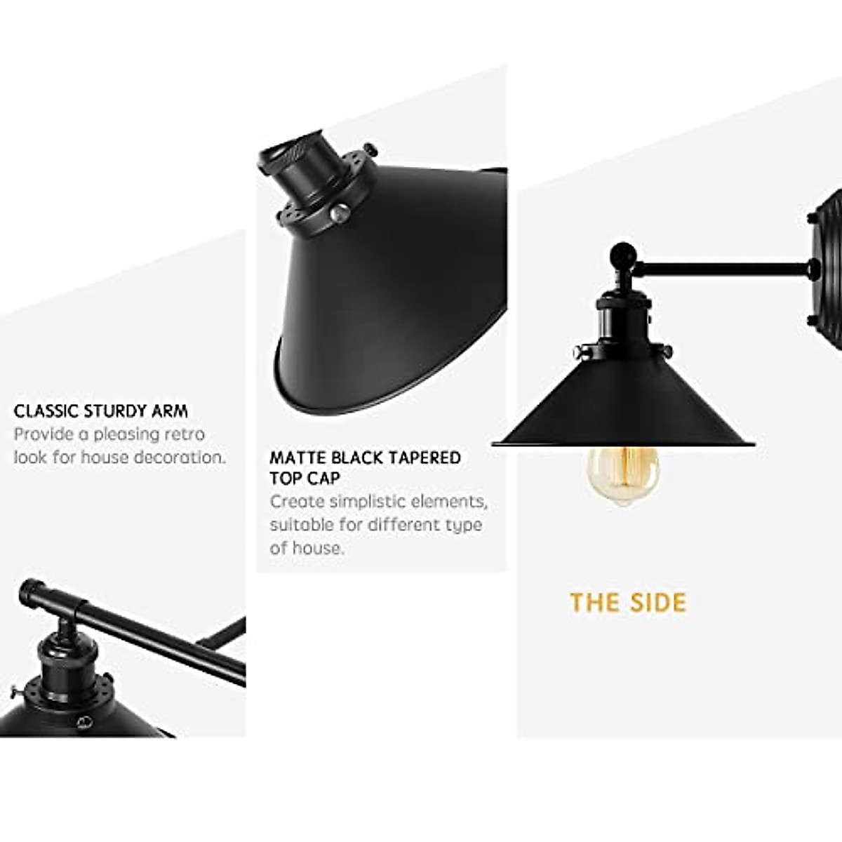 Alynzee 2 Light Bathroom Vanity Light Fixtures,Farmhouse Wall Sconce Matte Black Finish Industrial Bathroom Vanity Lighting for Bathroom Kitchen Living Room Workshop Cafe