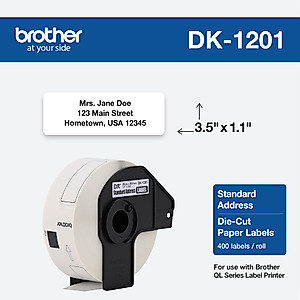 Brother Genuine DK1201 Die-Cut Standard Rolled Address Labels for QL Printers, (DK1201)