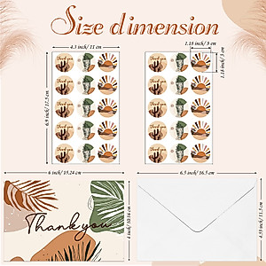 24 Pack Boho Thank You Cards Greeting Cards with Envelopes and Stickers Geometric Thank You Notes Bohemia Greeting Cards Kit for Baby Shower, Wedding, Bridal Shower, Business, 6.3 x 3.94 Inch