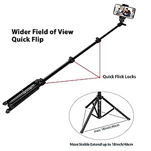 Hpusn Phone Tripod Stand: 48 inches Extendable Cell Phone Tripod, Selfie Stick for iPhone & Android Phone, Heavy Duty Aluminum & Lightweight