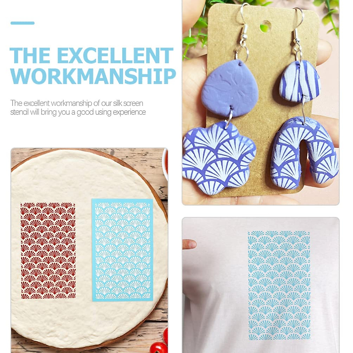 1 Sheet Screen Printing Template Portable Silk Screen Stencil Crafting Supplies Handcrafted Clay Crafts Stencil Clay Making Stencil Polymer Clay Printing Stencil Silk Mesh Transfer