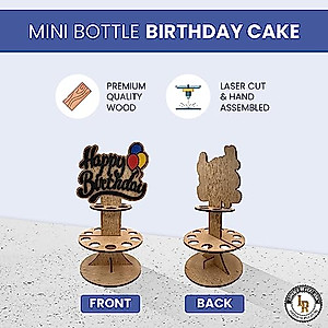 Lumber Reveal USA Mini Liquor Bottle Cake Display Shelf for 21st Birthday or Other Ages | Hand Assembled and Laser Cut | Happy Birthday and 21 Mini Liquor Bottle Holder Bday Natural