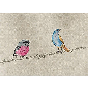 Maison d' Hermine Birdies On Wire 100% Cotton Set of 2 Multi-Purpose Kitchen Soft Absorbent Dish Towels | Tea , Bar Towels (20 Inch by 27.50 Inch)