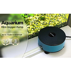 Aquarium Air Pump for Tank – Oxygen Aerator Pump Bubbler Kit with Air Stone, Airline Tubing for 1.5-7 Gallon Mini Fish Tank