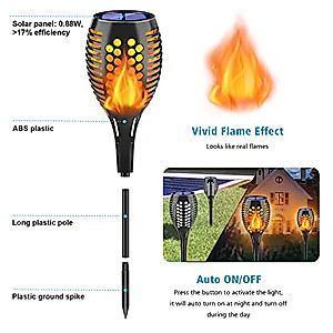 Aionarew Solar Lights Outdoor Waterproof,Solar Torch Light with Flickering Flame,Led Solar Torches,Auto On/Off Solar Garden Lights for Outside Yard Patio Pathway Landscape Decorations (8 Pack)