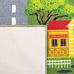 Safavieh Kids Playhouse Collection Machine Washable Slip Resistant 6'7" x 9' Dark Green/Light Grey KPH235Y Village Road Playroom Nursery Bedroom Area Rug