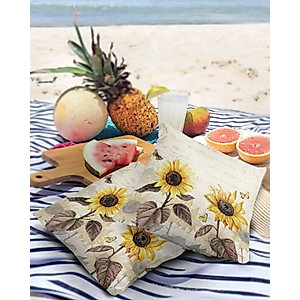 EwdeWwo Sunflower Outdoor Pillow Covers Pack of 2, Retro Sunflower Floral Butterfly Waterproof Pillow Covers Seasonal Spring Summer Throw Pillowcase for Patio Funiture Garden Tent, 16 x 16 inch