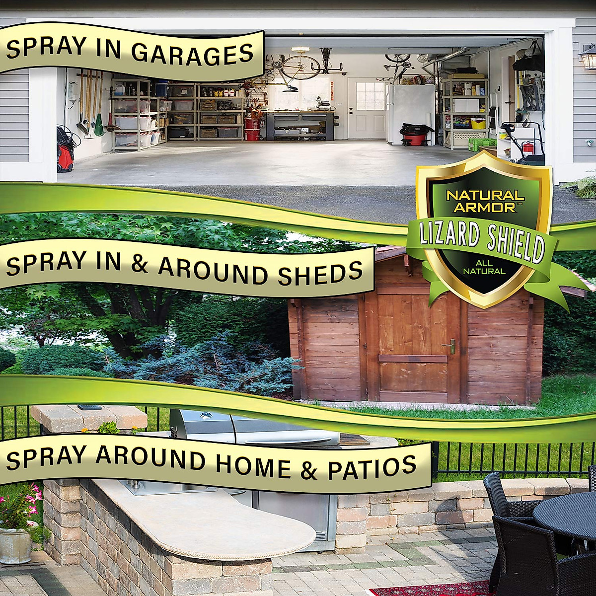 Natural Armor Lizard & Gecko Repellent Spray - Powerful Peppermint Formulation Repels All Types of Lizards & Geckos and Works Better Than Ultrasonic Gimmicks – 128 fl oz - Gallon Ready to Use