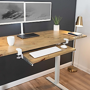 VIVO Clamp and 12 inch Rail Set for DIY Custom Wooden Keyboard Trays (Tray Not Included), Under Desk Pull Out Slider Track with Extra Sturdy C-clamp Mount System, White, MOUNT-RAIL02W
