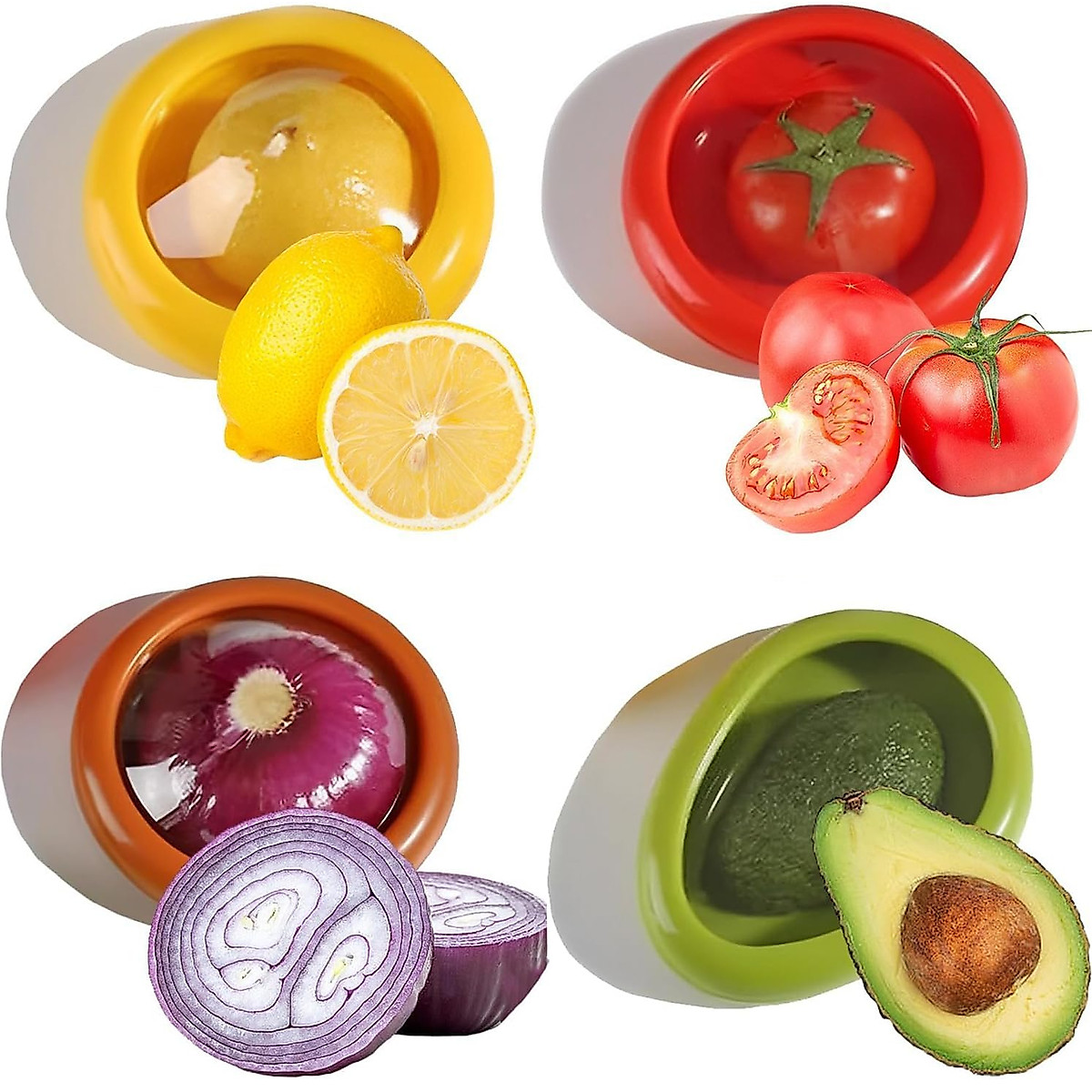 Wusdayer 4 Pcs Silicone Fruit Storage Box,Fruit Storage Containers for Fridge,Anti-Oxidation Storage Box,Silicone Fruit and Vegetable Storage Containers Set for Fridge Keep Fresh