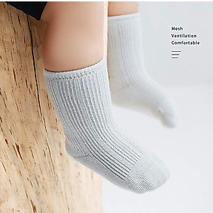 QandSweat Unisex Baby Ankle Socks Toddler Boys' Seamless Cotton Crew Socks (9 Pairs, 0-6M)